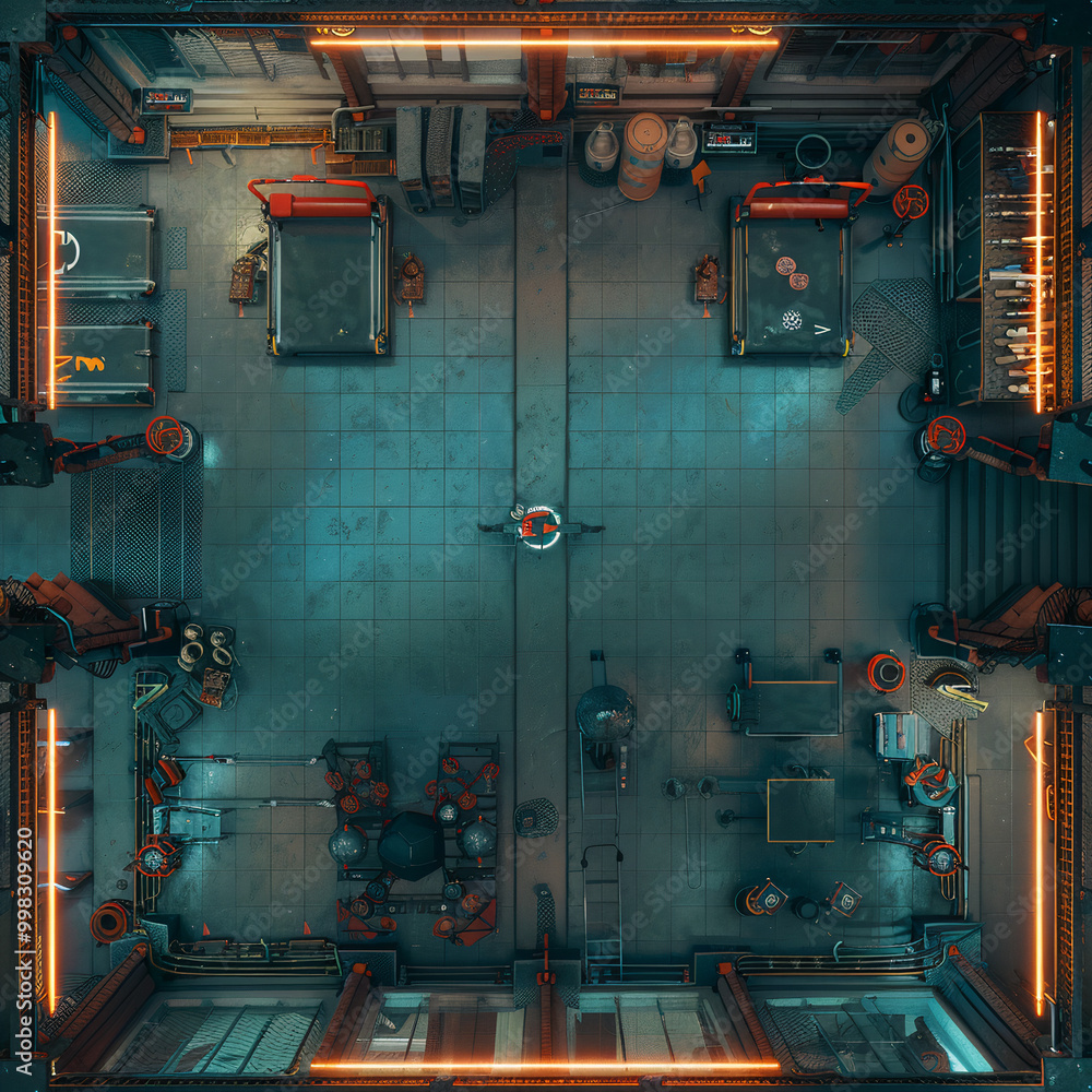 Cyberpunk Battle Map for DnD, Top-Down Tabletop Role-Playing Game Map ...