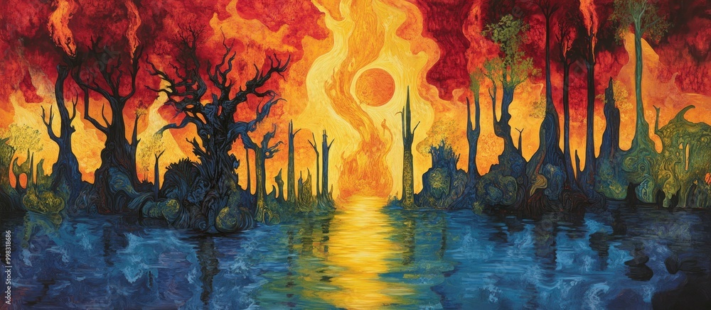 Fire and Water A forest fire and flood reflect the turmoil of a ...