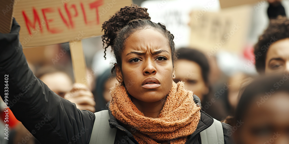Unrest in the Streets: A crowd of people holding up protest signs ...