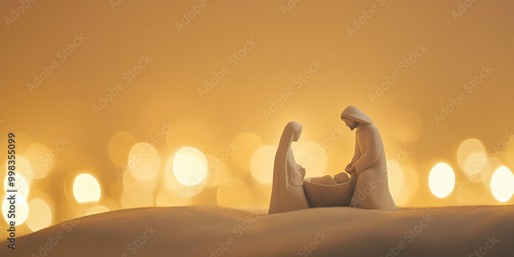 Minimalistic Christmas background. Nativity scene: newborn baby Jesus ...