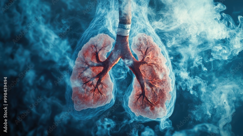 Artistic depiction of a smoker lung, highlighting the harmful effects ...