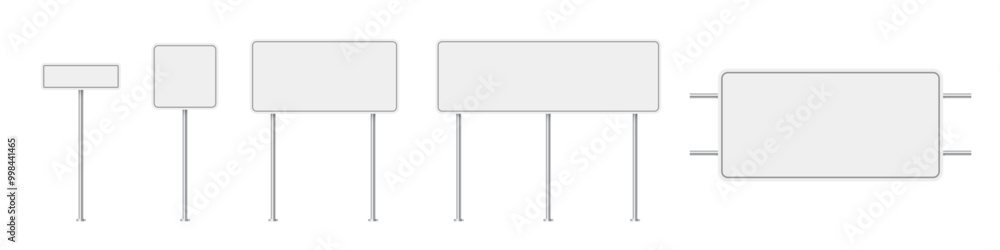 Road traffic signs of different shapes on metal poles vector ...