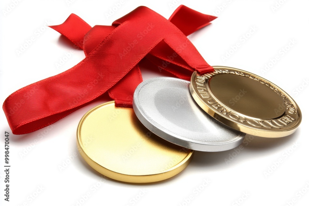Symbol of victory and sporting achievements. Olympic gold medal with ...