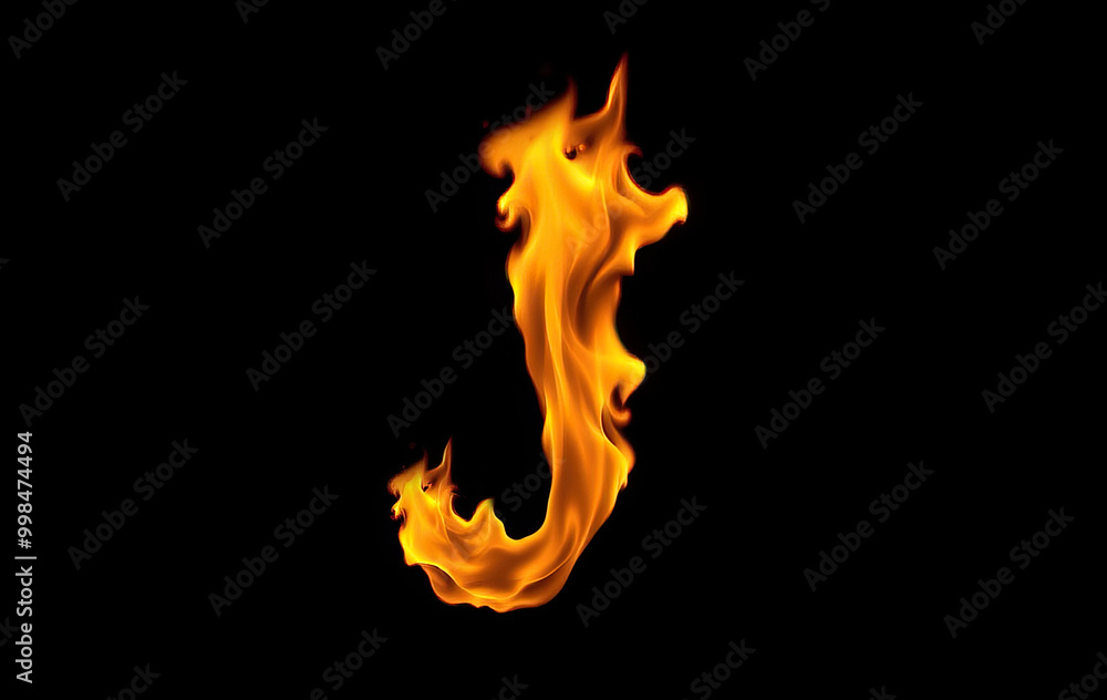 uppercase letter J in fire flames on black background hot alphabet ...