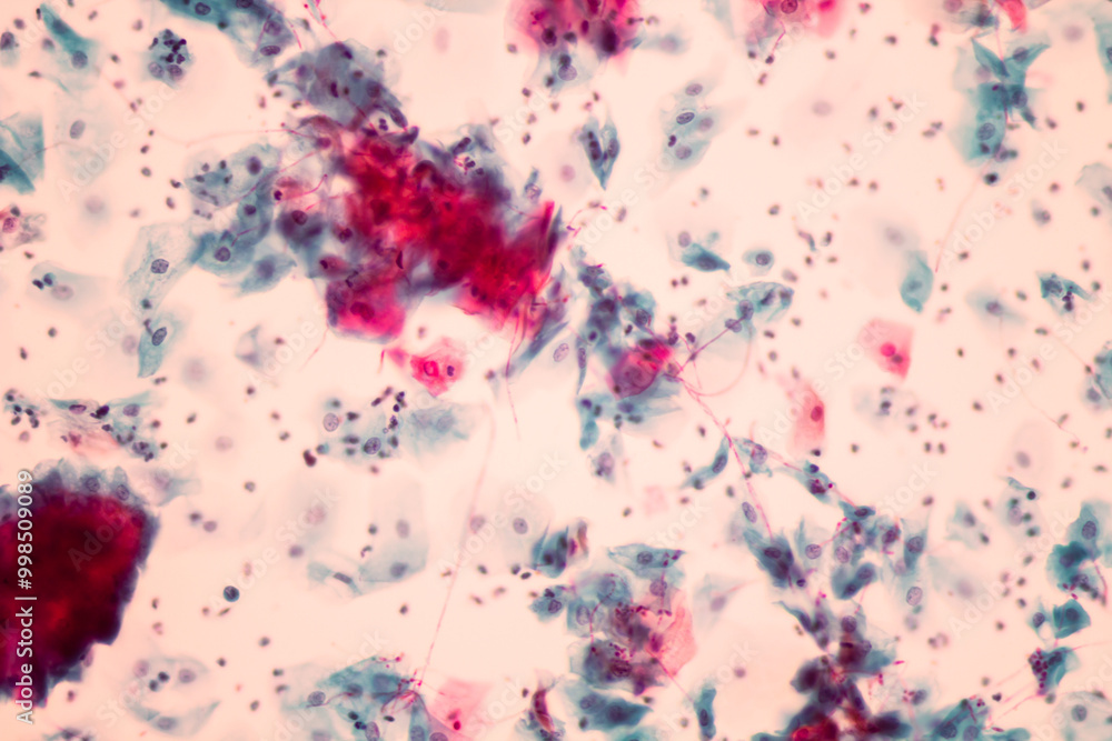 View in microscopic of Candidiasis, fungus infection (Yeast and ...