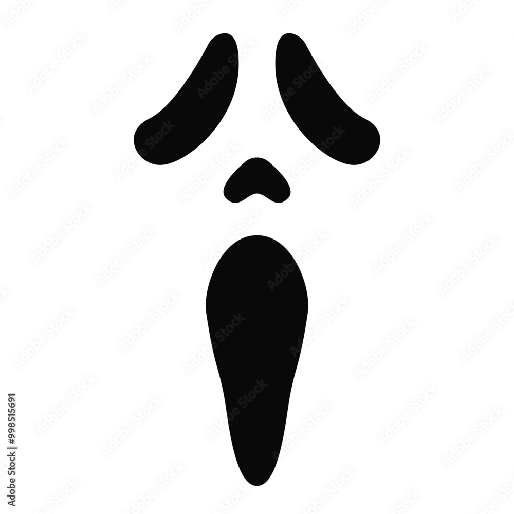 Scream mask vector illustration. Scary face icon. Ghost face symbol ...