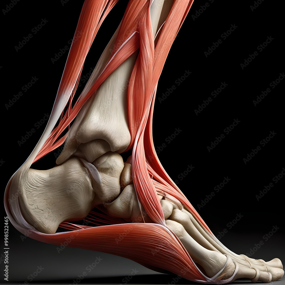 A detailed anatomical diagram of the Achilles tendon, showing its ...