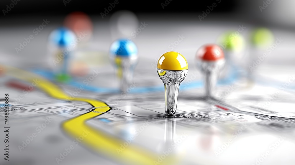 An interactive map design with bold location pins, showcasing the ease ...