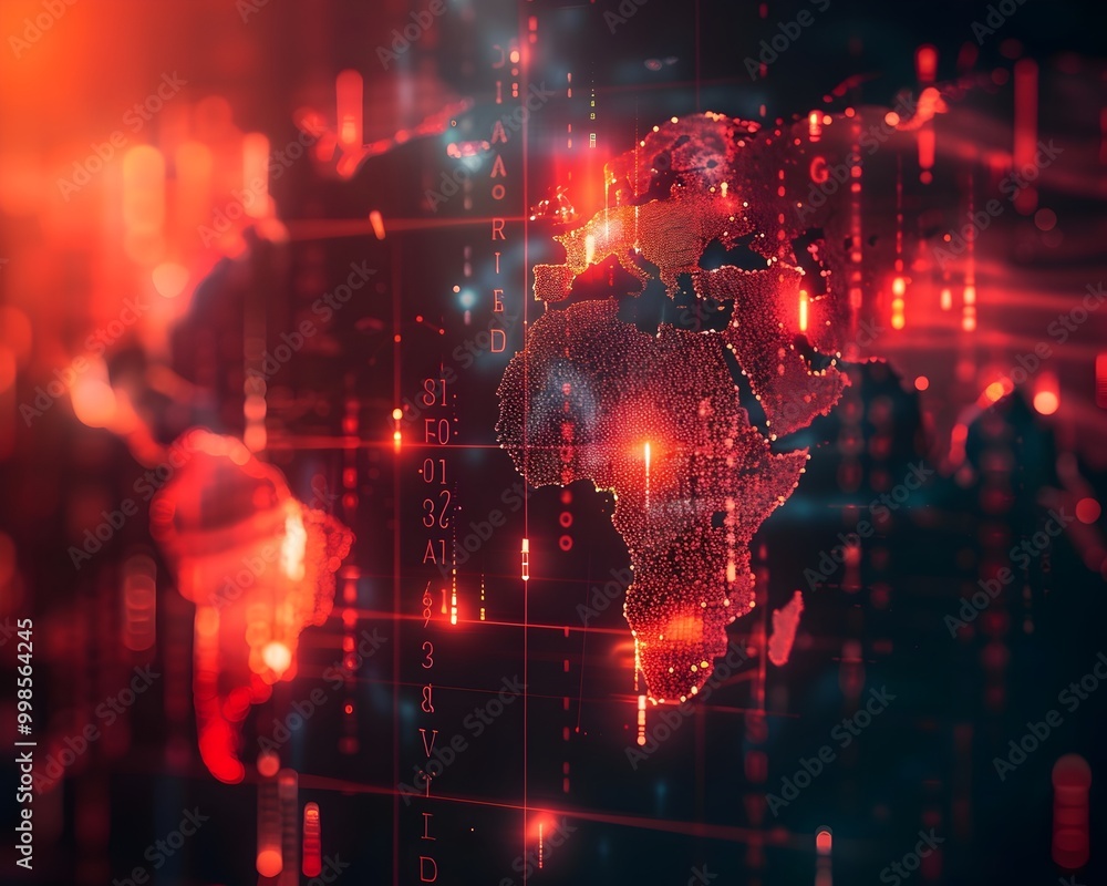 Digital World Map Showing Rising Global Temperatures Exceeding Safe ...