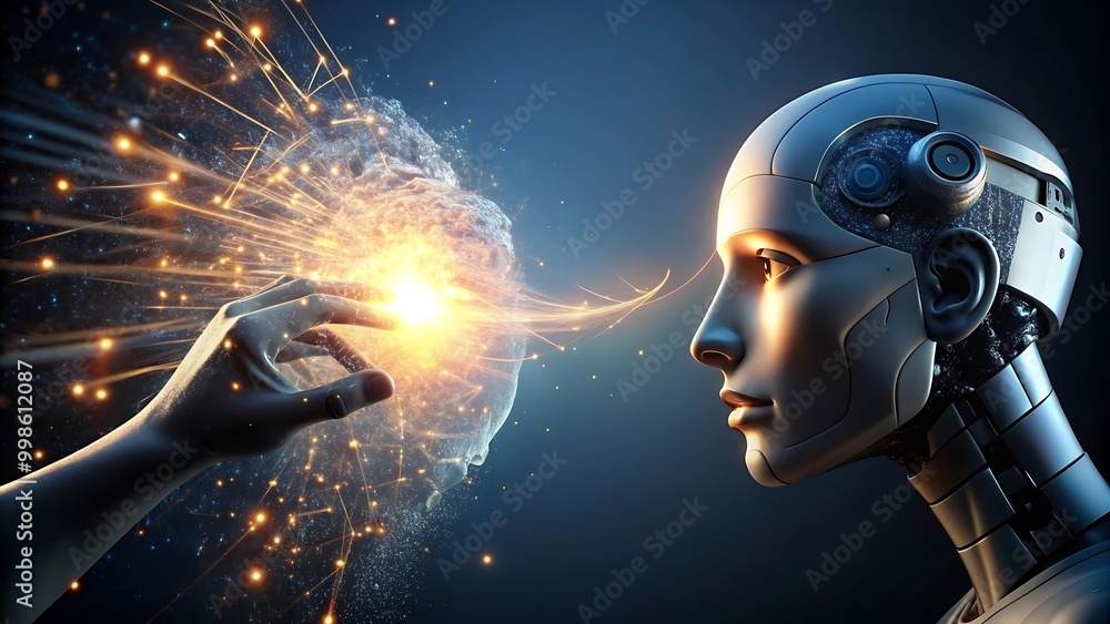 Robot de inteligencia artificial que toca la mano e interactúa con ...