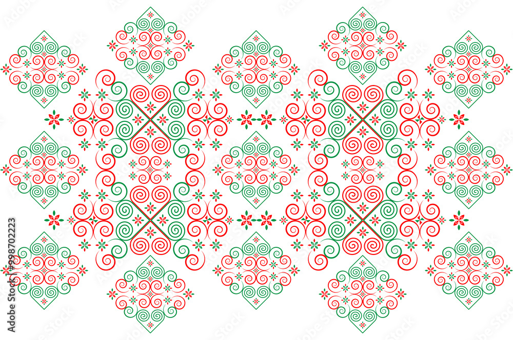 Hmong ethnic fabric patterns are spiral lines connected in shapes and ...