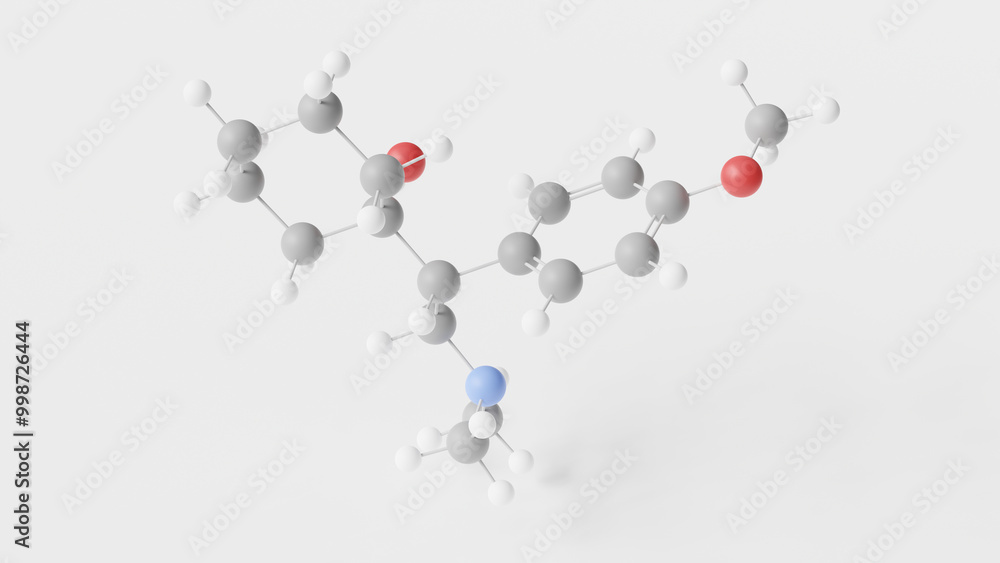 venlafaxine molecule 3d, molecular structure, ball and stick model, structural chemical formula ...