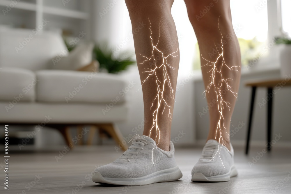 Visual depiction of nerve pain: a person experiencing discomfort, tired ...