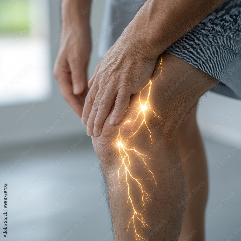 Depiction of nerve pain and fatigue: a person with exhausted legs ...