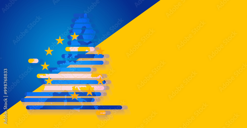 stripes as rounded lines in the shape of the map of Europe, European ...