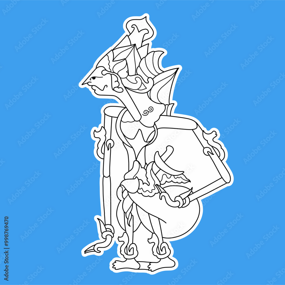 wayang rama character white silhouette. cartoon illustration of ...