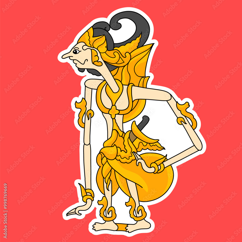 gatotkaca wayang characters. cartoon illustration of a puppet that is ...