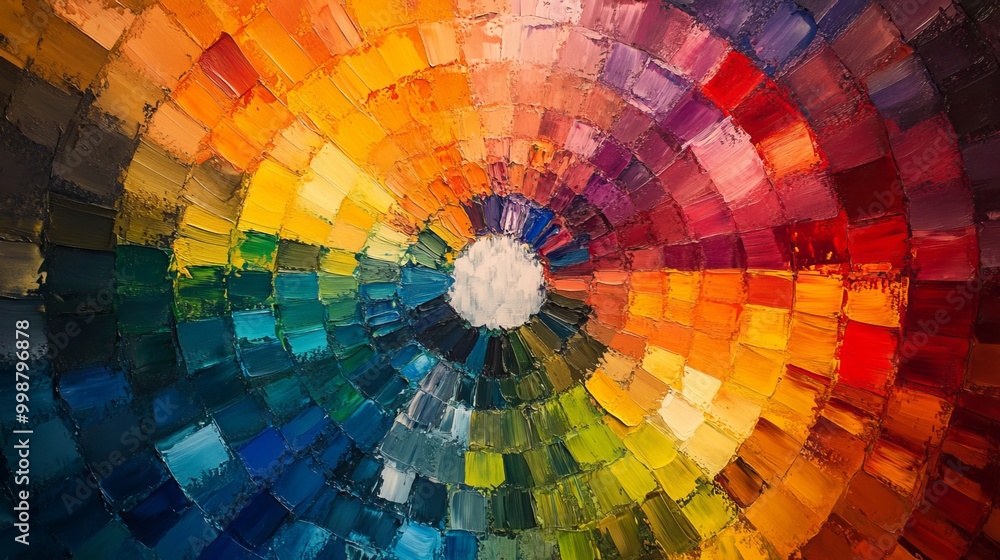 Color wheel, a visual representation of color relationships, depicting ...