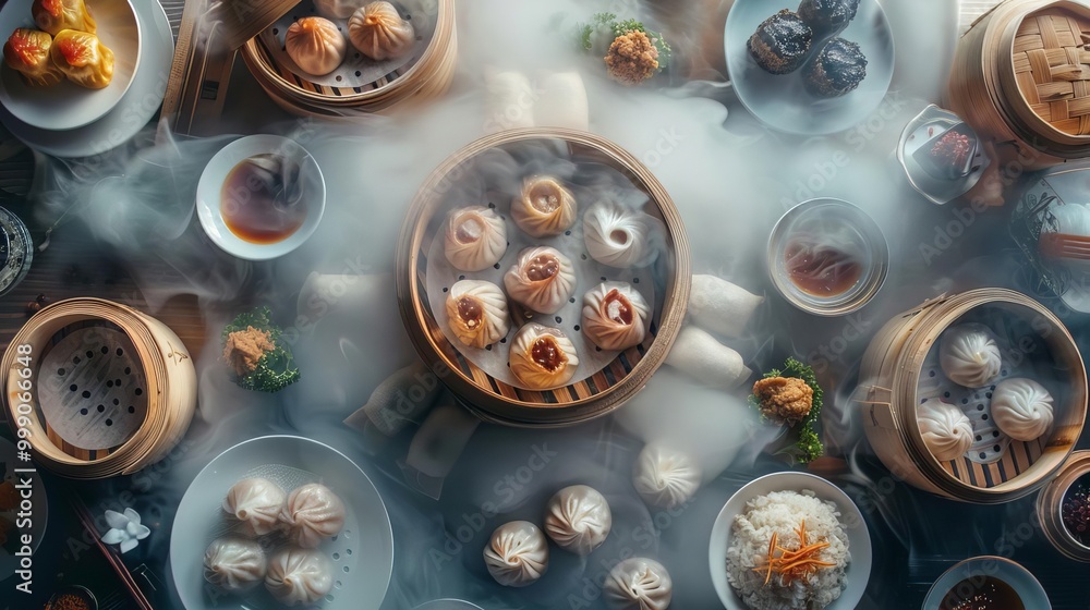 Magazine cover with minimalist photo, Chinese dim sum close-up ...