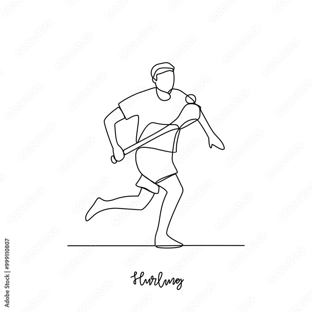 One continuous line drawing of Hurling sports vector illustration ...