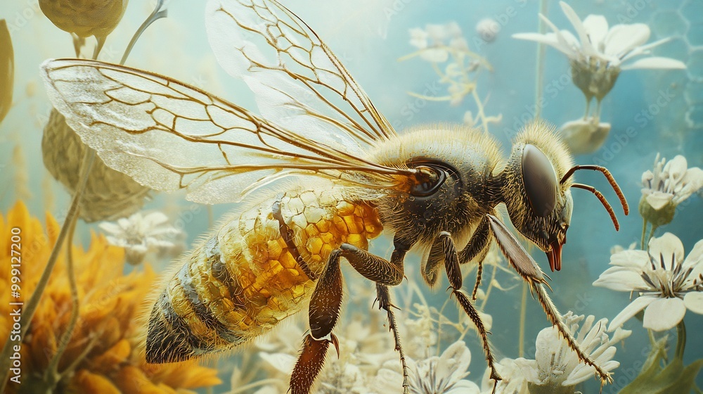 Anatomy of bees wing veins and muscles entomologist with dissecting ...