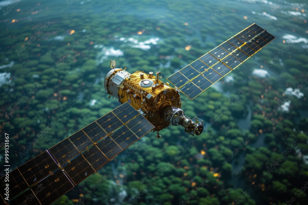 Geodetic satellite captures earth s topography for mapping and cadastral applications Stock ...