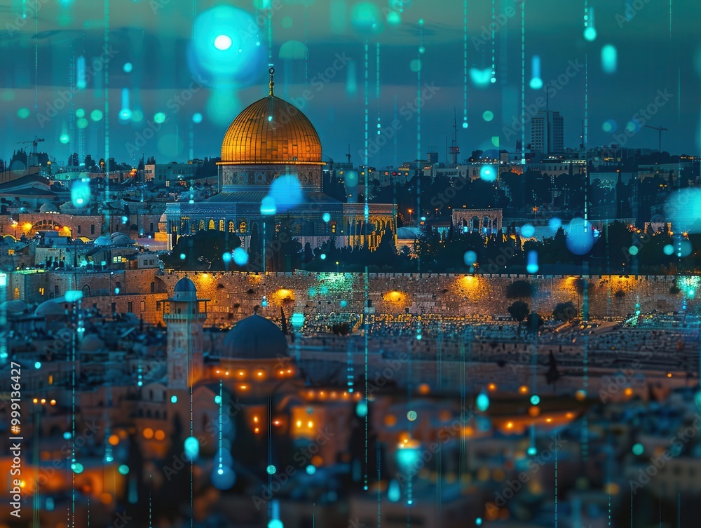 ethereal view of jerusalem at twilight blending ancient architecture ...