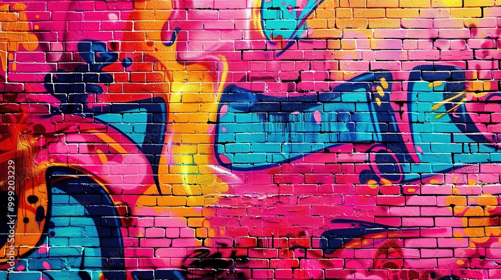 Neon Color Palette Graffiti Wall: Bright Pop Art Textured Background ...