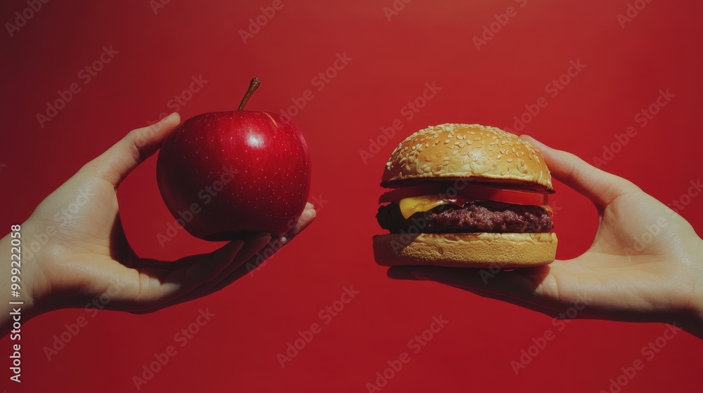 healthy vs unhealthy food choice Stock Illustration | Adobe Stock