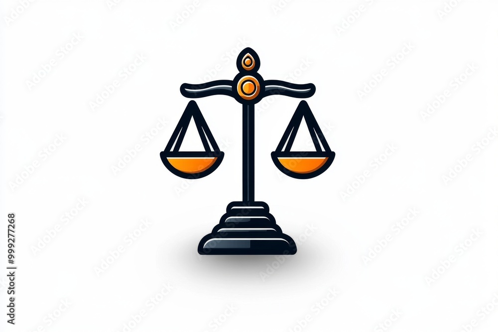 Minimalist scales of justice icon, with sleek, simple lines ...