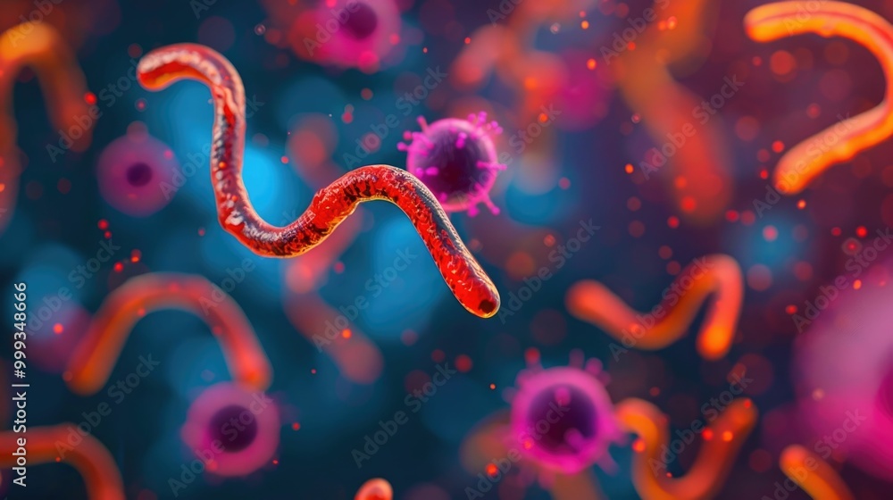 Microscopic view of vibrant colorful vector borne parasites spreading ...