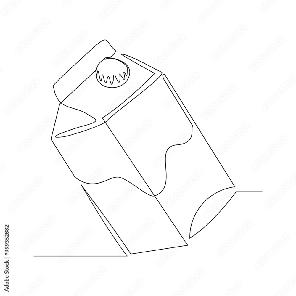 Continuous single line sketch drawing of paper box carton of fresh milk ...
