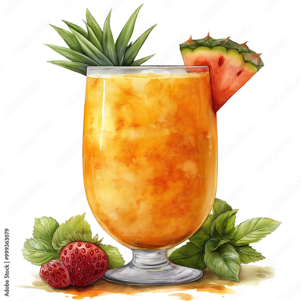 Watercolor Pina Colada Clipart illustration, Pineapple fruit, Cool ...