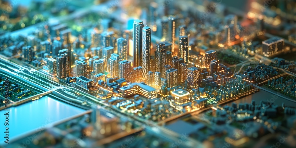 a digital urban development UI with dynamic controls, responsive ...