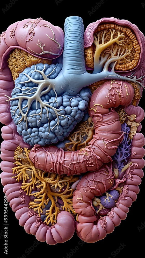 Stylized of the Color Coded Human Digestive System Anatomy Stock ...