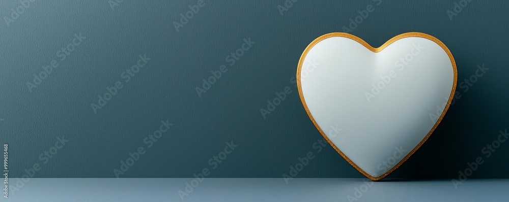 Simple, elegant heart shape outlined in gold ink on a deep, rich ...