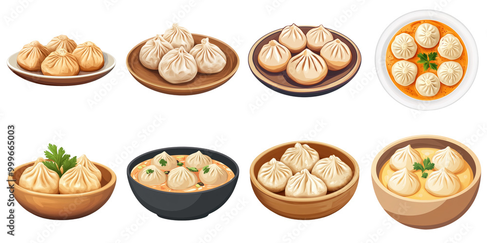Momo png isolated object set transparent background for Indian food ...