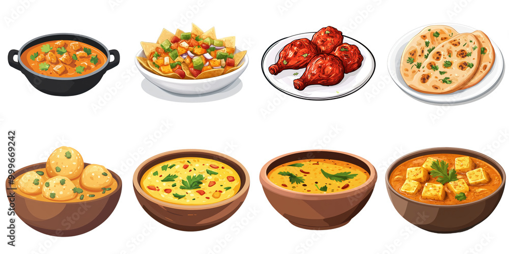 Animation Indian food transparent collection set in png no background ...