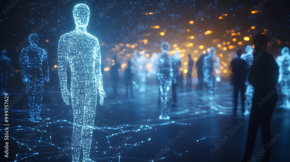 AI-Powered Chatbots: A glowing, holographic chatbot interface floating ...