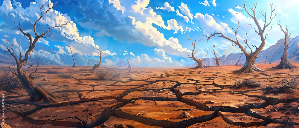 Drought disaster, desertification of the land and climate change, lack ...