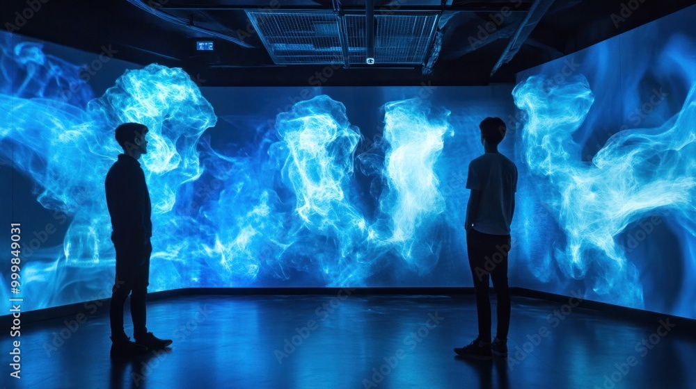 Interactive digital art installation where viewers can manipulate ...