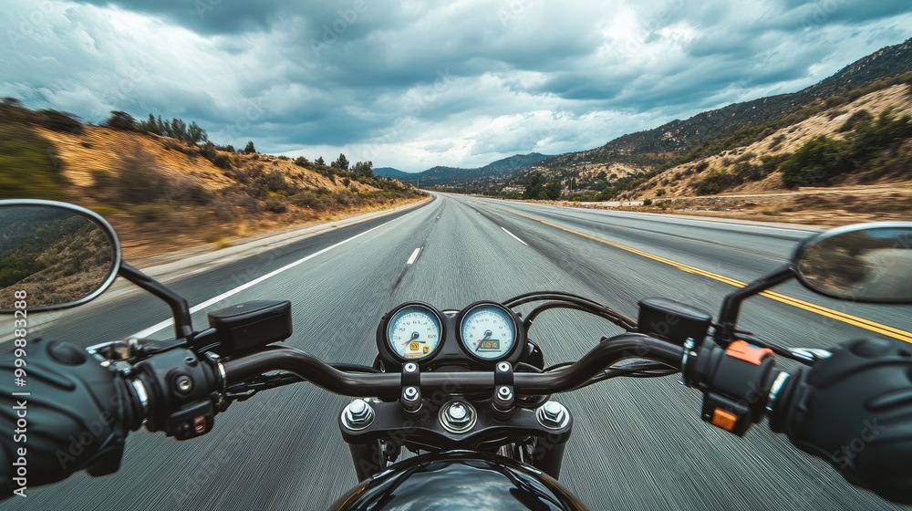 A captivating photo of a motorcycle cruising along an expressway ...