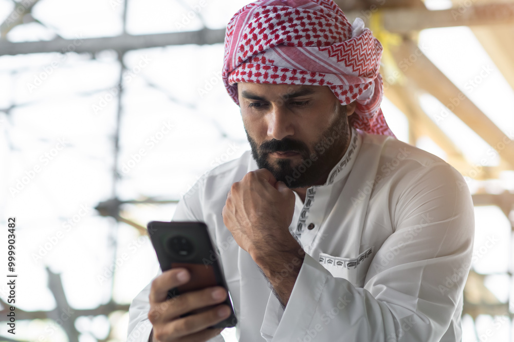 Arabian contractor working in construction building industry architect ...