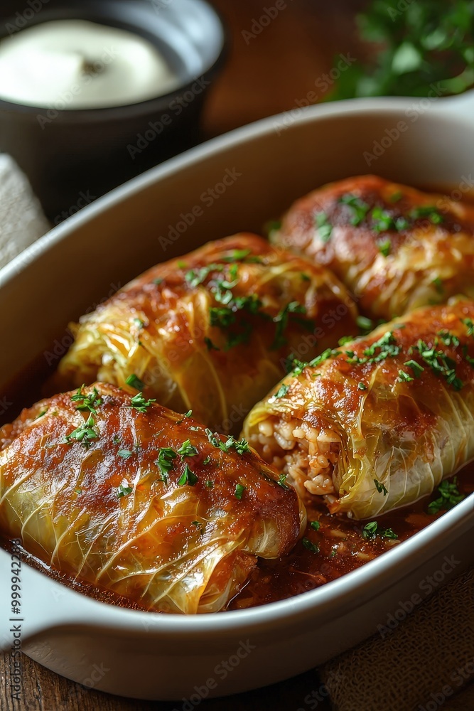 Töltött káposzta: Stuffed cabbage rolls filled with ground pork, rice ...