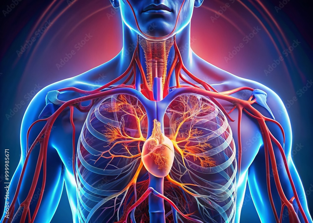 Detailed Illustration of the Human Body Cardiovascular System with ...