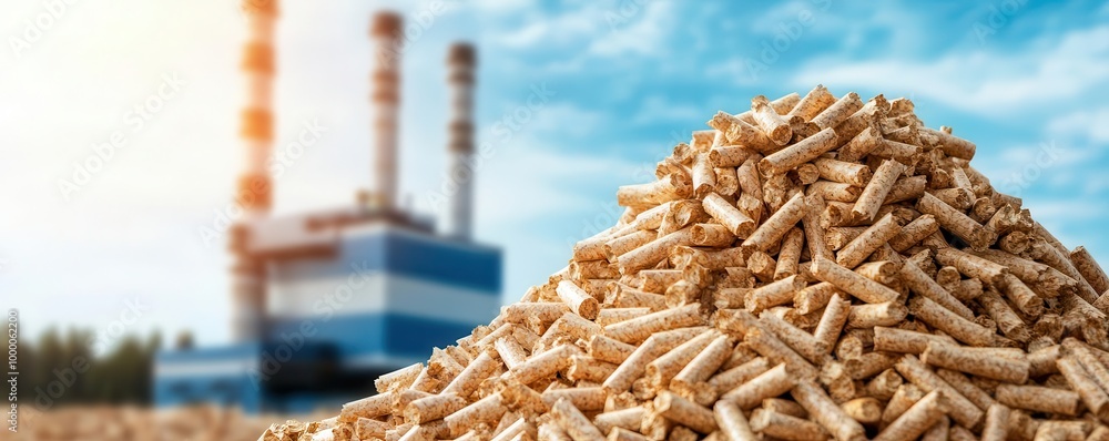 Industrial plant processing wood pellets for biomass energy, biomass ...