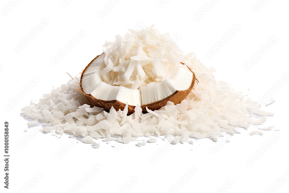 Dry coconut flakes on transparent background Stock Photo | Adobe Stock