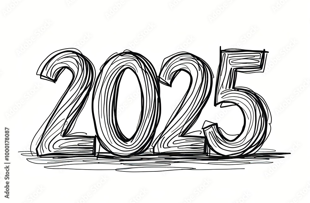 2025 number coloring page kids and adults design Stock Illustration ...