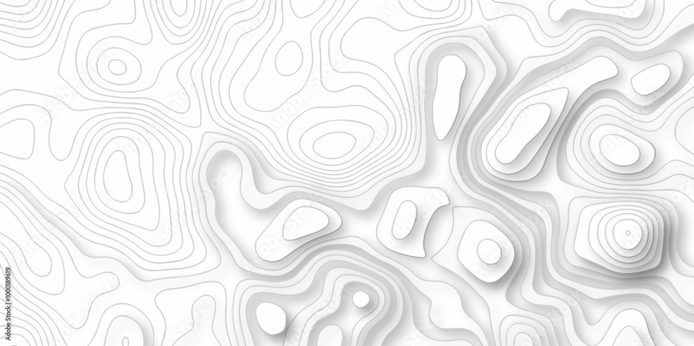 Vector topographic white wave line geography landscape Topo contour map ...