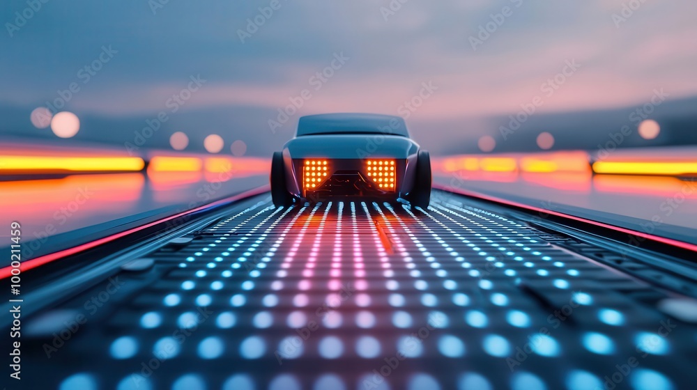 Robotic pavers laying down a high-performance road surface with ...